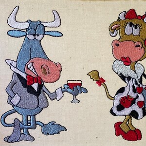 Classy Cow Blue Bull Embroidery Design 5 X 7 Shopping Cow - Etsy