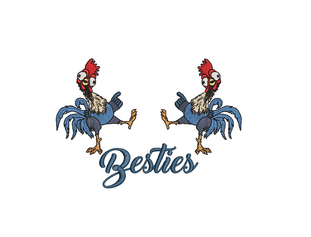 Crazy Chicken Rooster Embroidery Design Besties 5 X 7 - Etsy