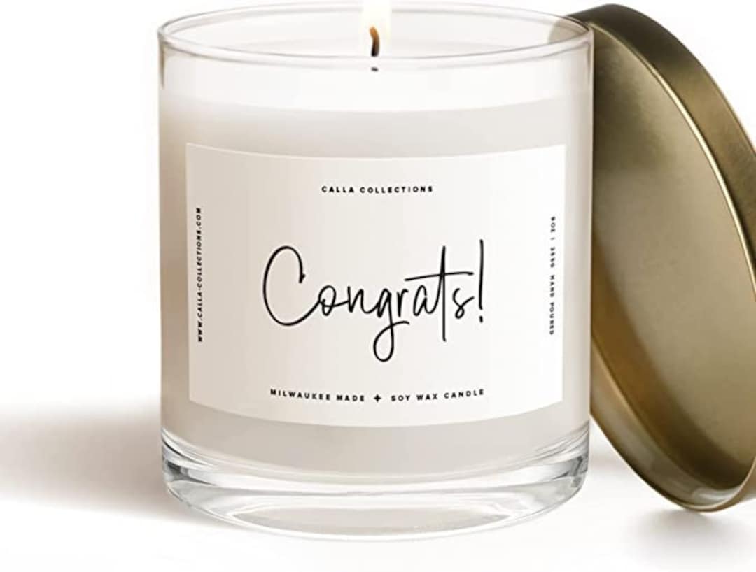 Congrats Candle, Capri Royal Blue Scented, 100% Soy for Graduation ...