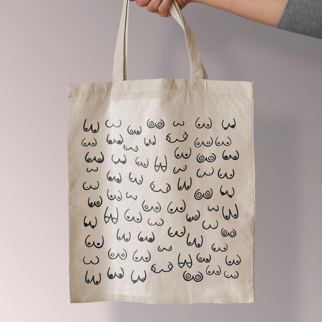 Funny Canvas Tote Bag Boobie Boob Etsy