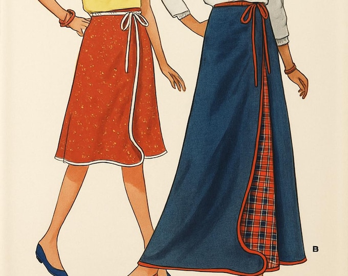 1980s Wrap Skirt Sewing Pattern: Butterick 6307, Size 14 (cut) - Etsy