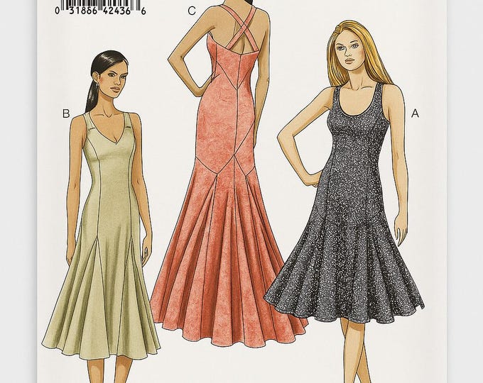 Vogue V8814 Dress Sewing Pattern – Custom Fit Flared Dress for A–D Cups ...