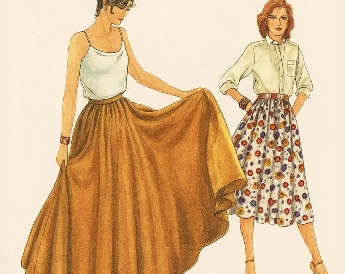 1980s Vogue 7340 Skirt Sewing Pattern | Maxi Midi, Size 14 (CUT and ...