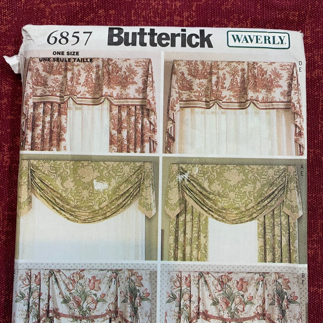Butterick Pattern 6857 Window Treatments UNCUT Waverly Drapes Jabot Tab ...