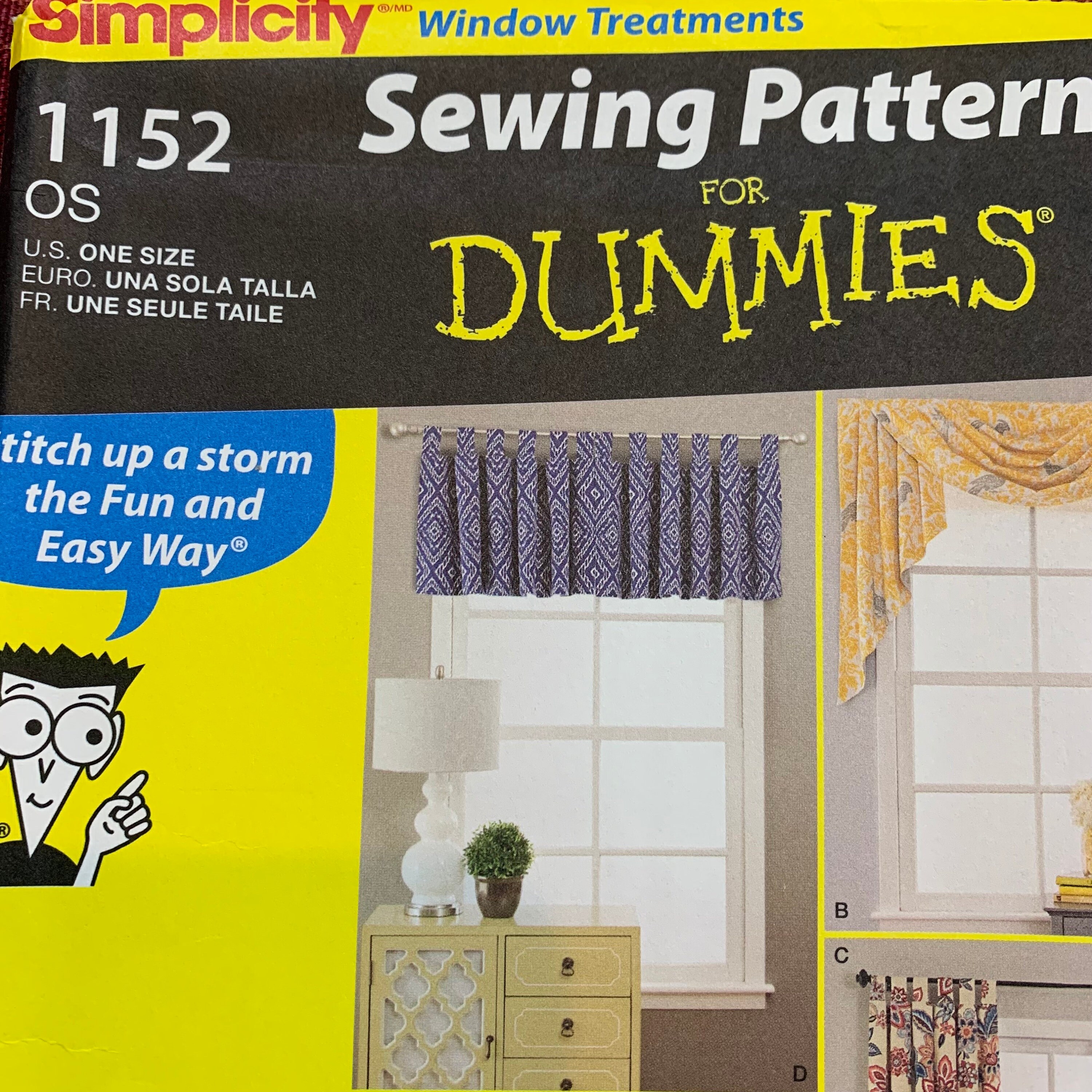 Simplicity Pattern 1152 Window Treatments UNCUT FACTORY FOLDED Topper ...