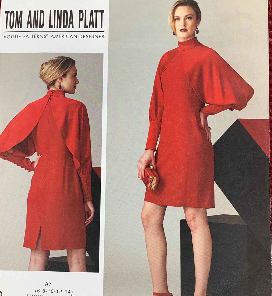 Vogue Sewing Pattern V1565: Tom and Linda Platt Lined Dress, Cape ...