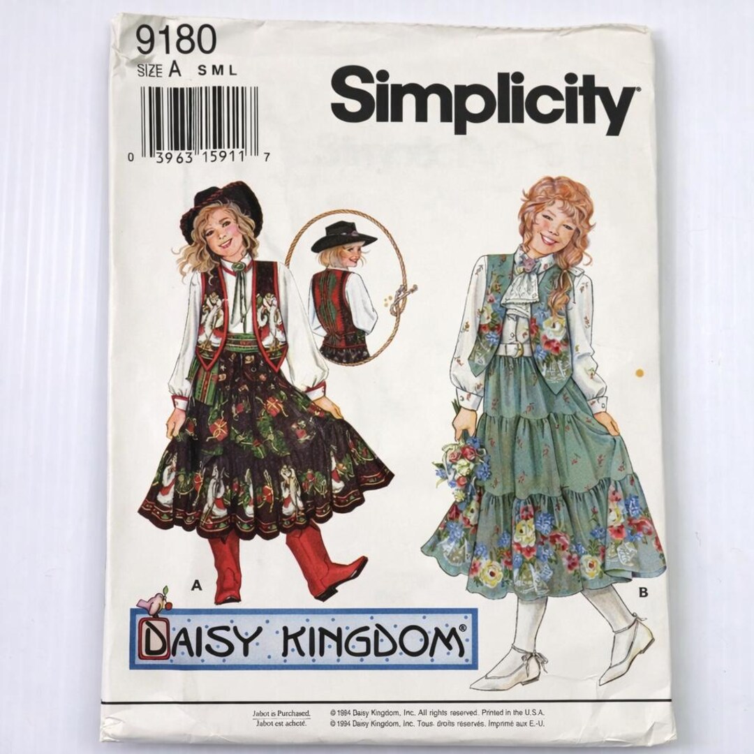 Vintage Simplicity 9180 Sewing Pattern – Daisy Kingdom Girls’ Prairie ...