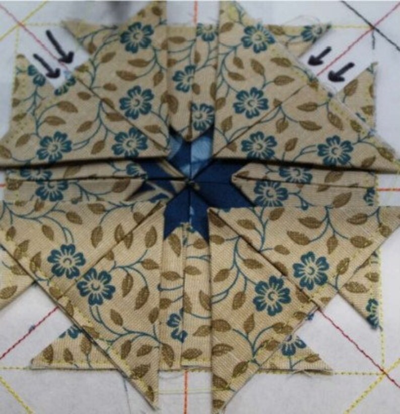 Amish Folded Star Hot Pad Sewing Template for Perfect Prairie Points Positioning Professional ...