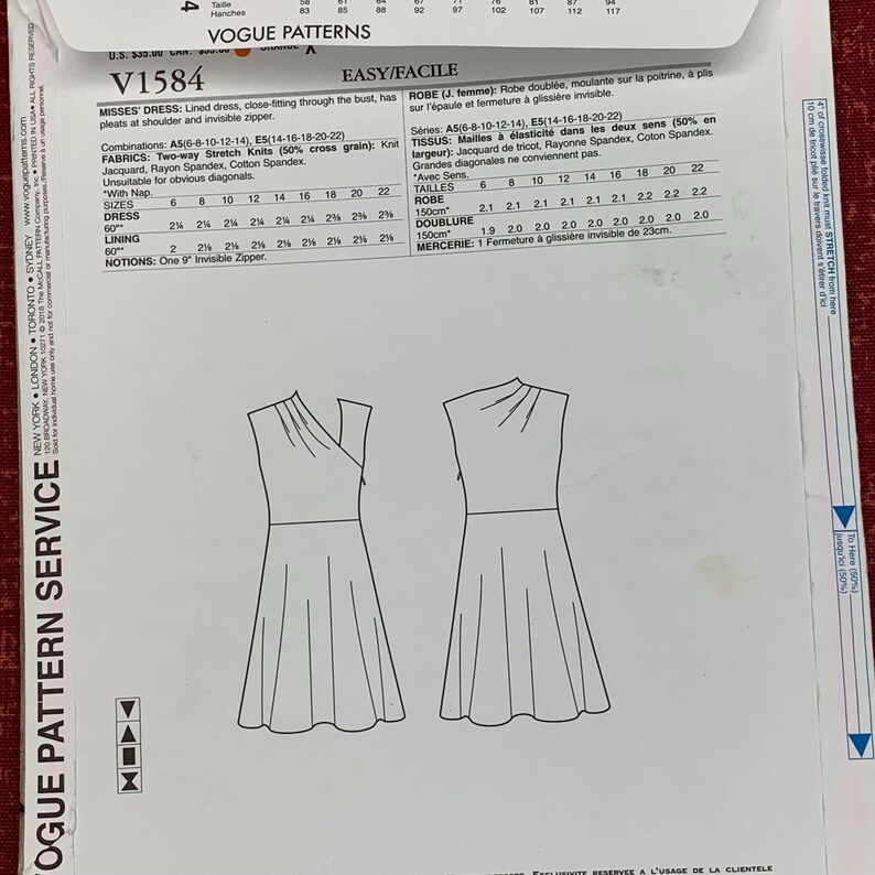 Vogue Patterns Tracy Reese New York V1584 Lined Dress Close Fitting ...