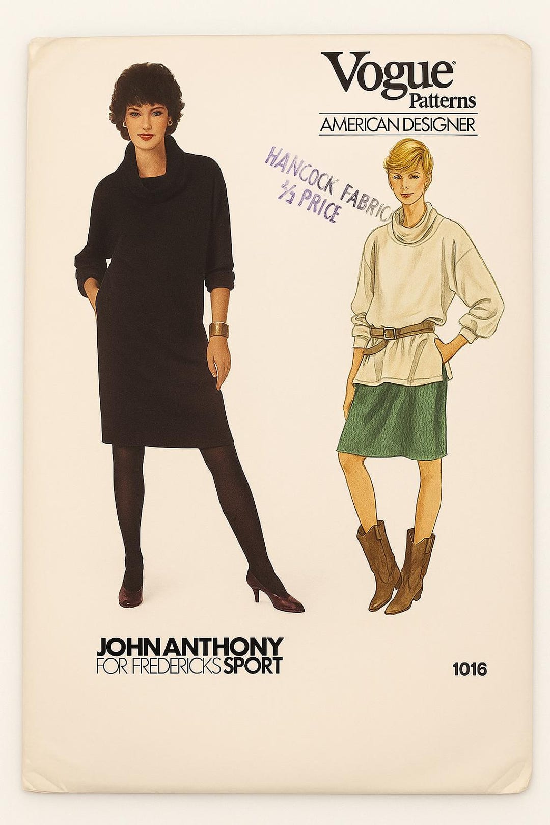 1980s Vogue 1016 Sewing Pattern | John Anthony Cowl Neck Dress, Skirt ...