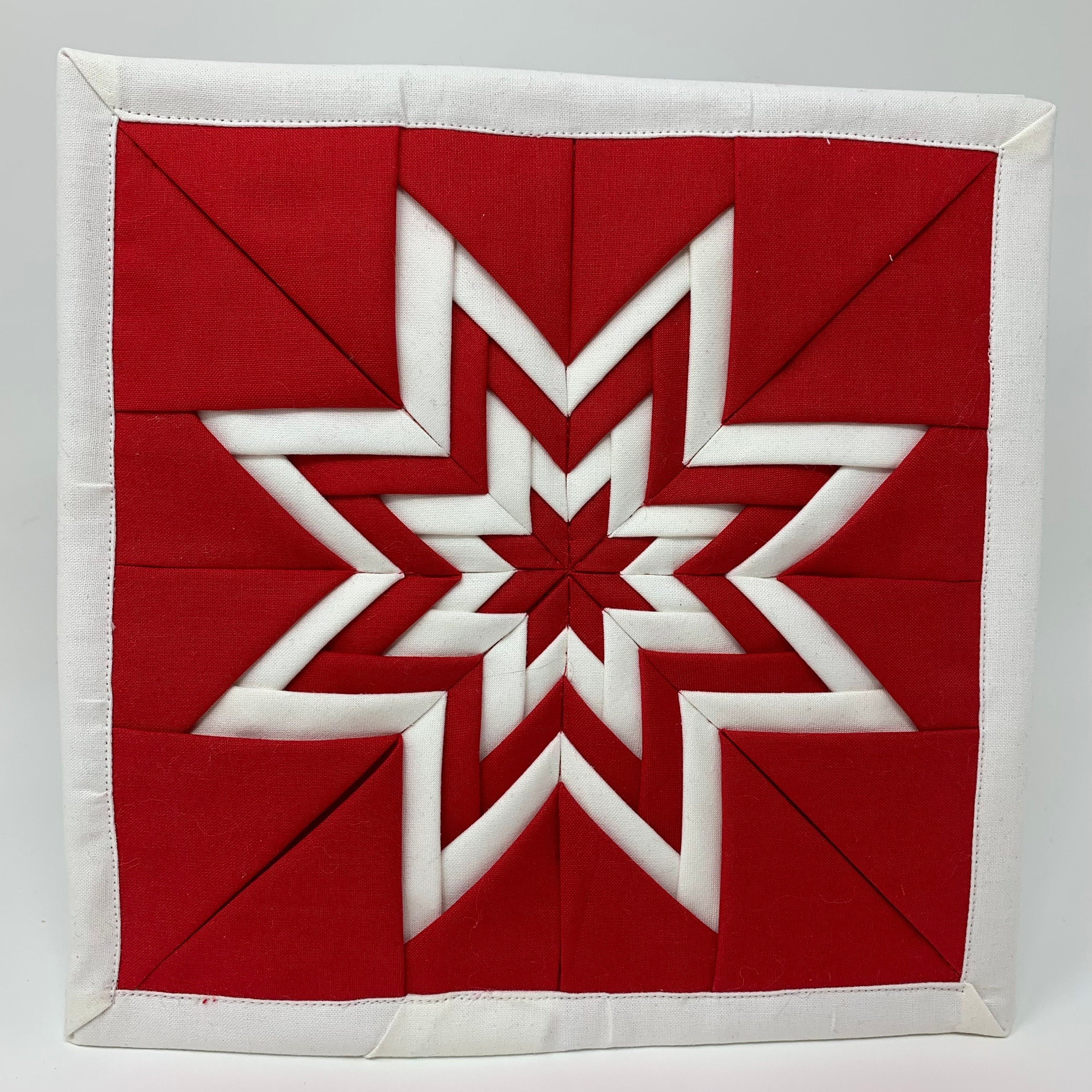 Amish Star Folded Star Pot Holder Hot Pad Precut Fabric & Detailed Instructions Home Red and ...