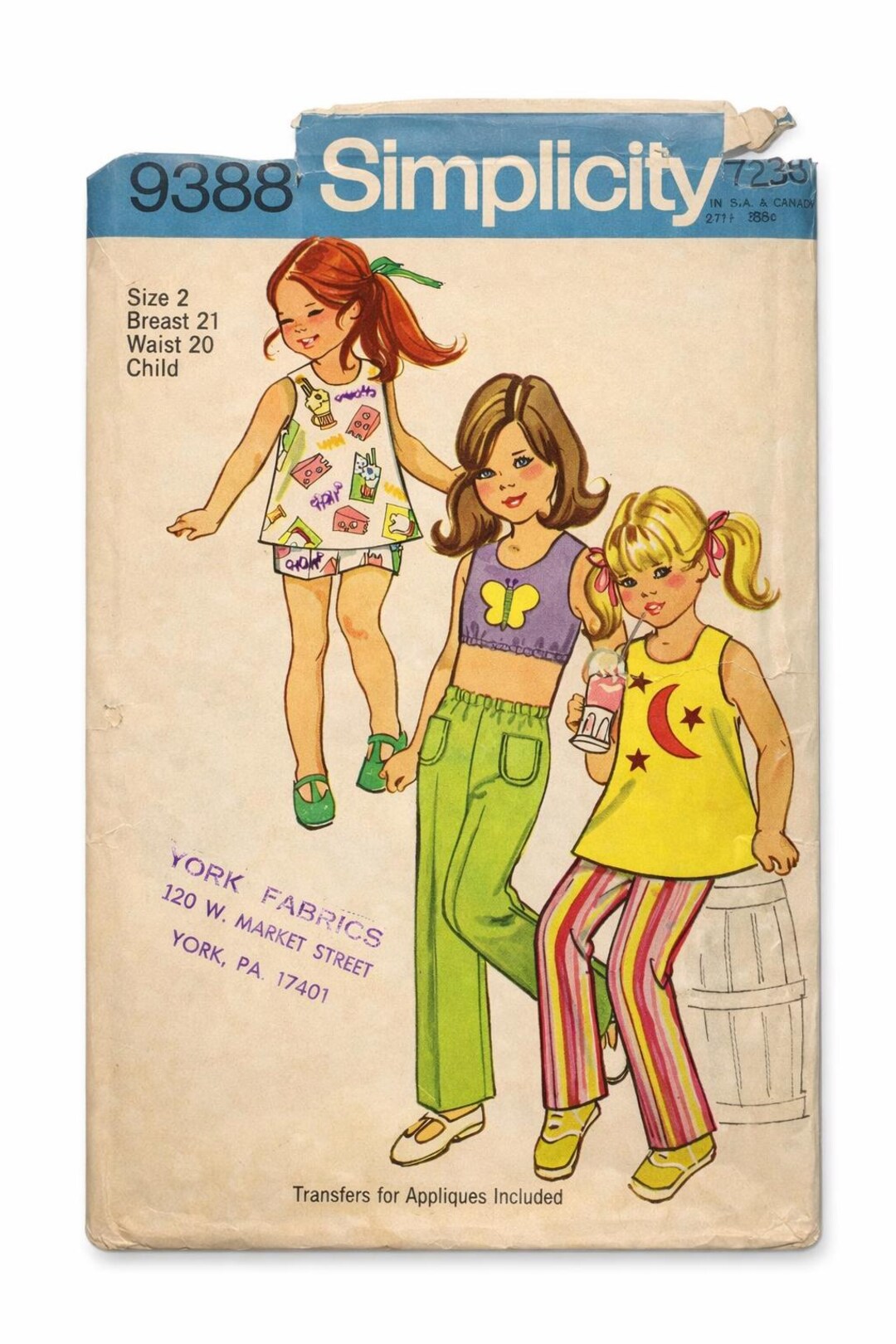 Vintage Simplicity 9388 Child’s Appliqué Top & Pants Pattern | Size 2 ...