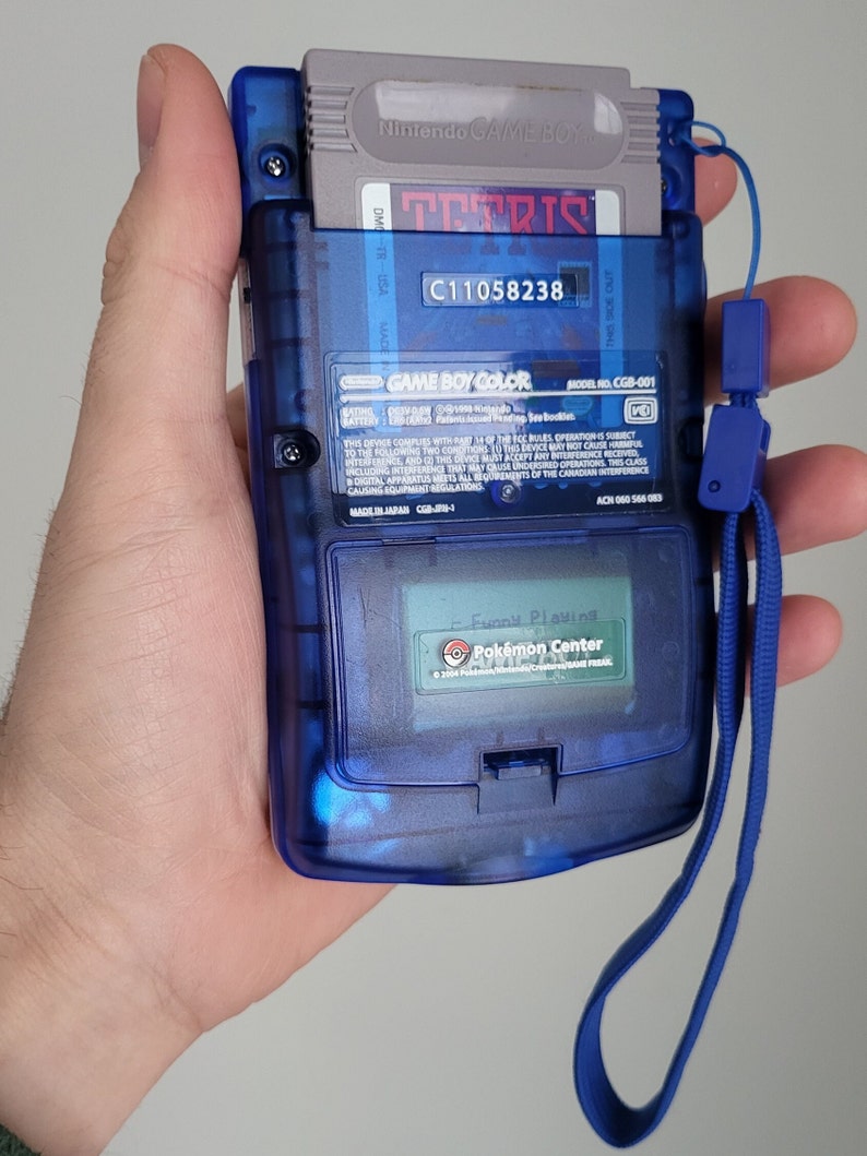 Game Boy Color GBC IPS & Rechargeable Batteries Blue and White Modded ...