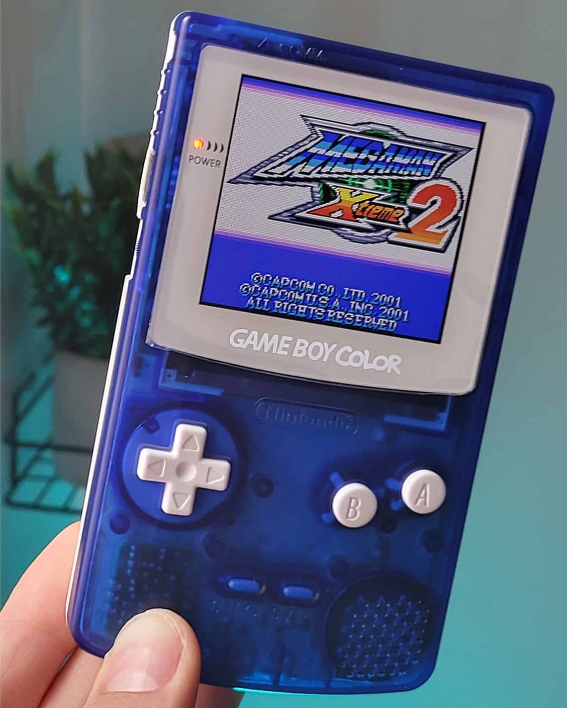 Game Boy Color GBC IPS & Rechargeable Batteries Blue and White Modded ...