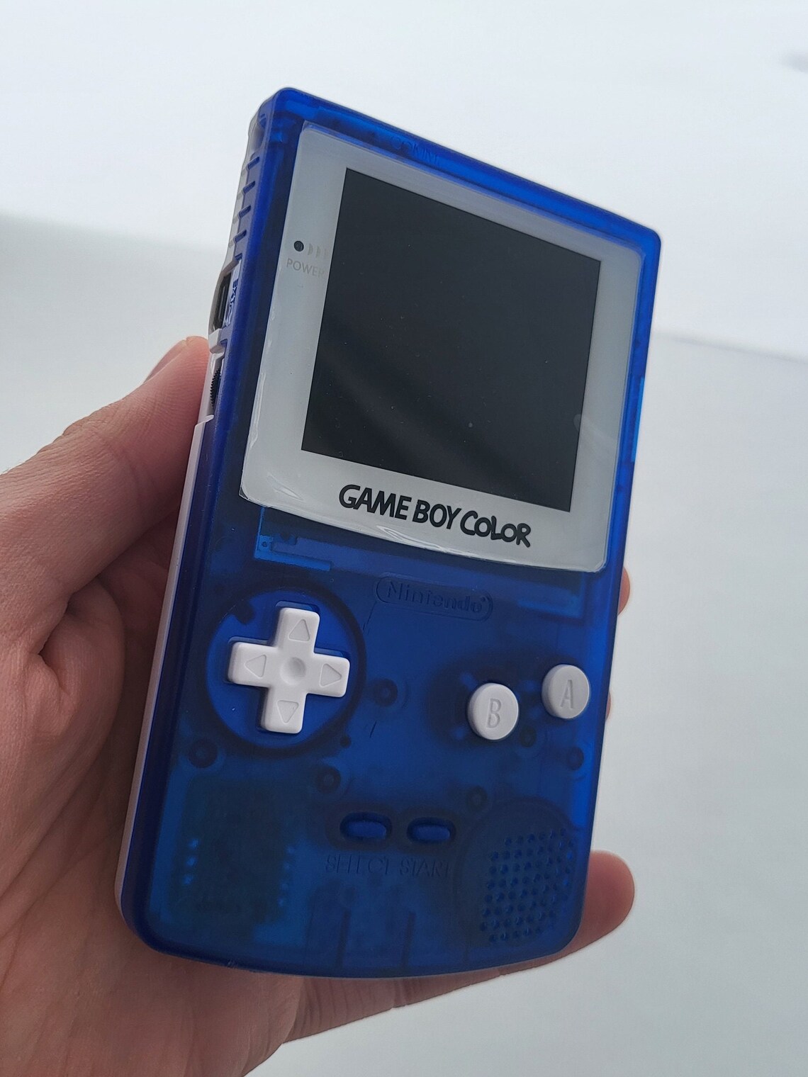 Game Boy Color GBC IPS & Rechargeable Batteries Blue and White Modded ...