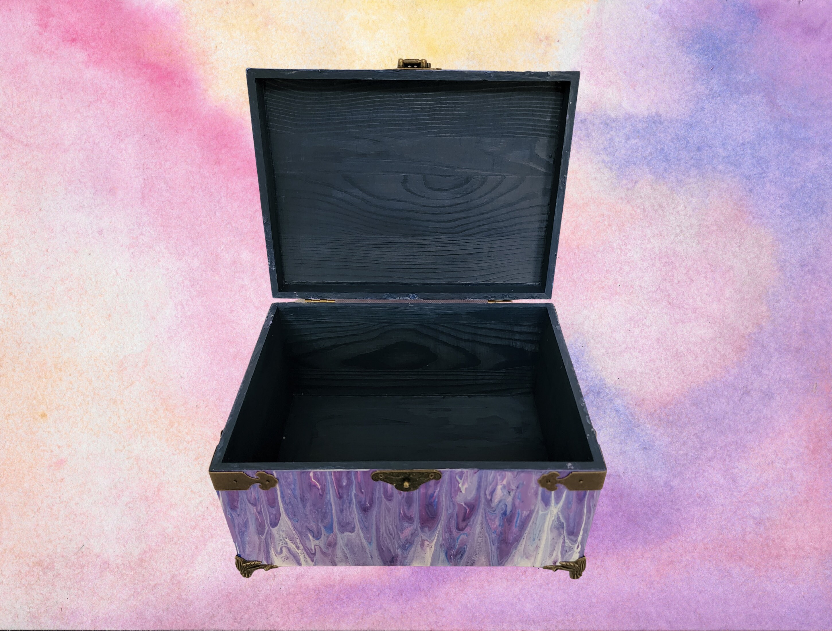 Large Mermaid Box Paint Poured Memory Box Trinket Box Decorative ...