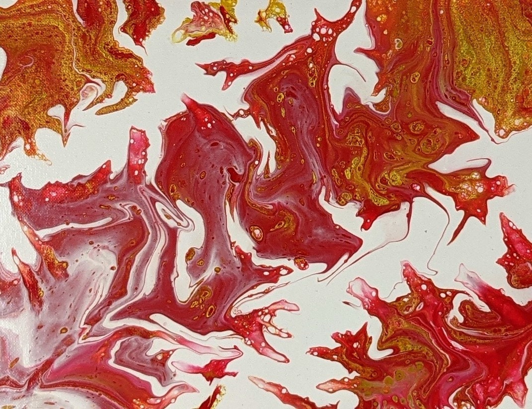 11x14 Red Abstract Paint Pour Art Office Wall Art, Luxury Abstract ...