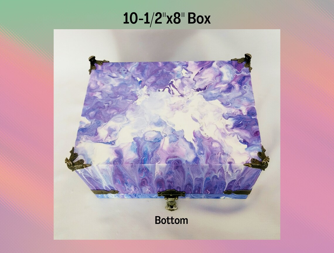 Large Mermaid Box Paint Poured Memory Box Trinket Box - Etsy