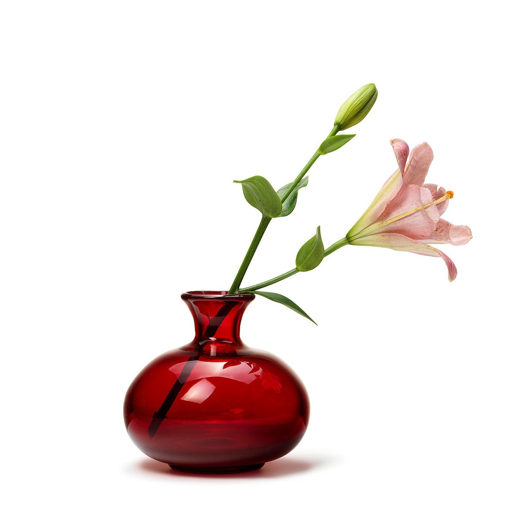 In Flore Handmade Erika Glass Vase, Red, 15 Cm - Etsy
