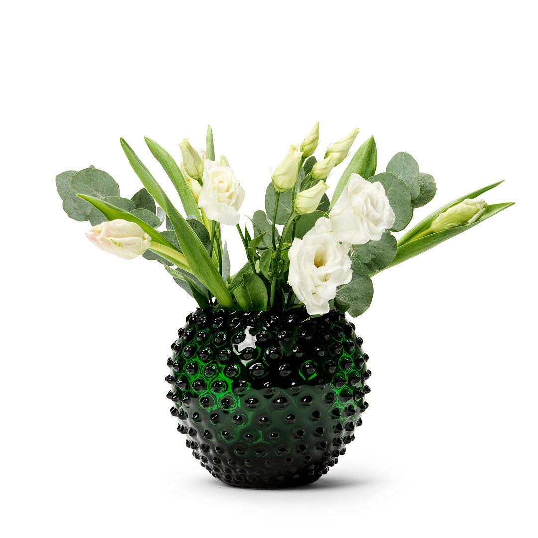 In Flore Cara Crystal Glass Vase, Dark Green, 15 Cm - Etsy