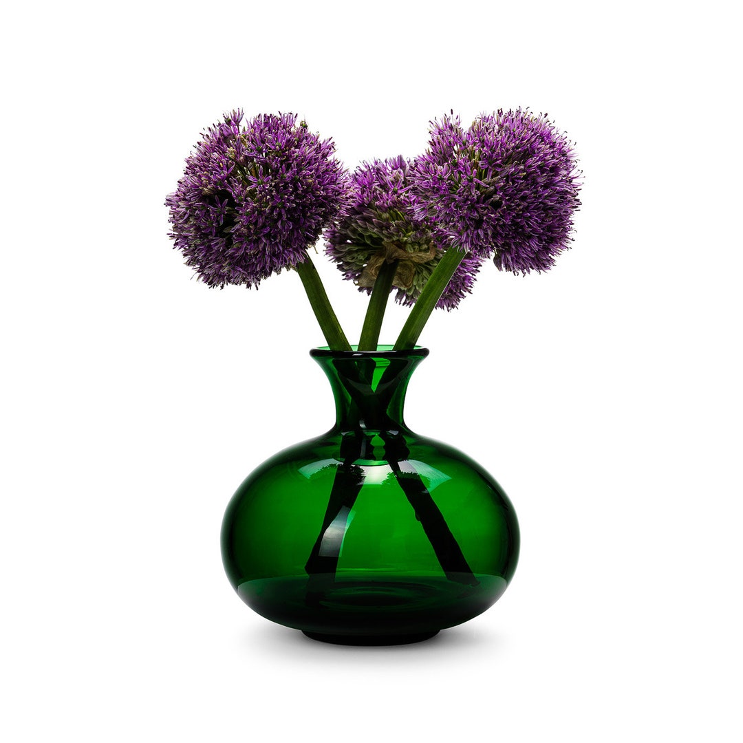In Flore Handmade Erika Glass Vase, Green, 15 Cm - Etsy