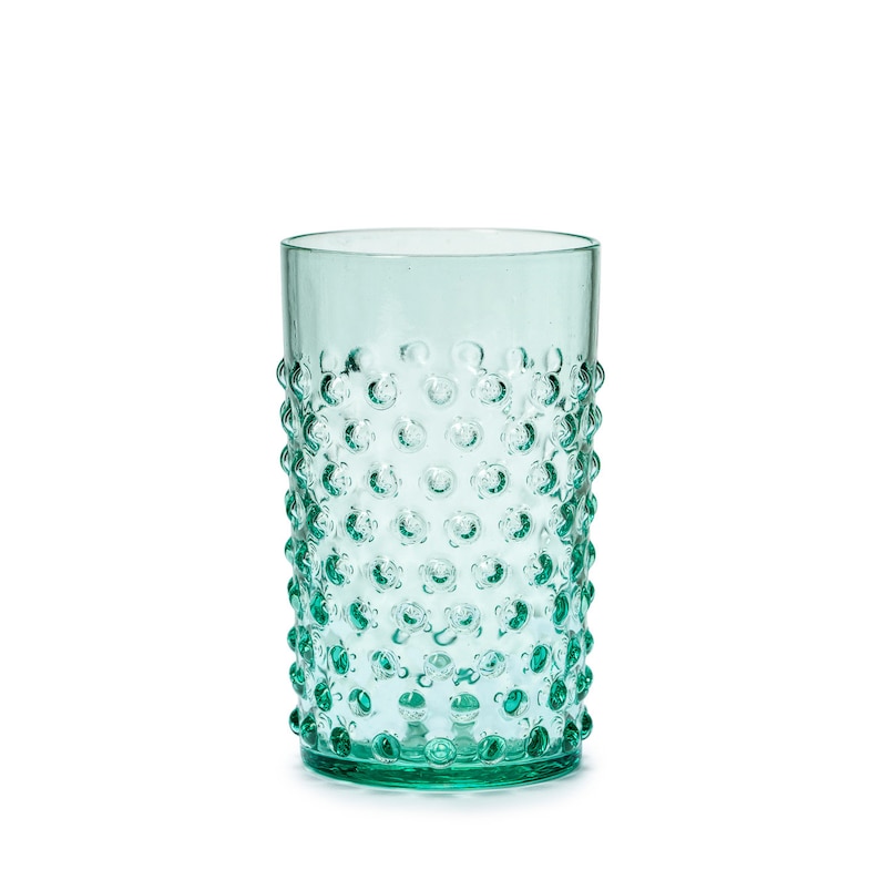 Handmade Cecilia Green Crystal Tumbler Glass: Hobnail, 200 Ml, Set of 2 ...