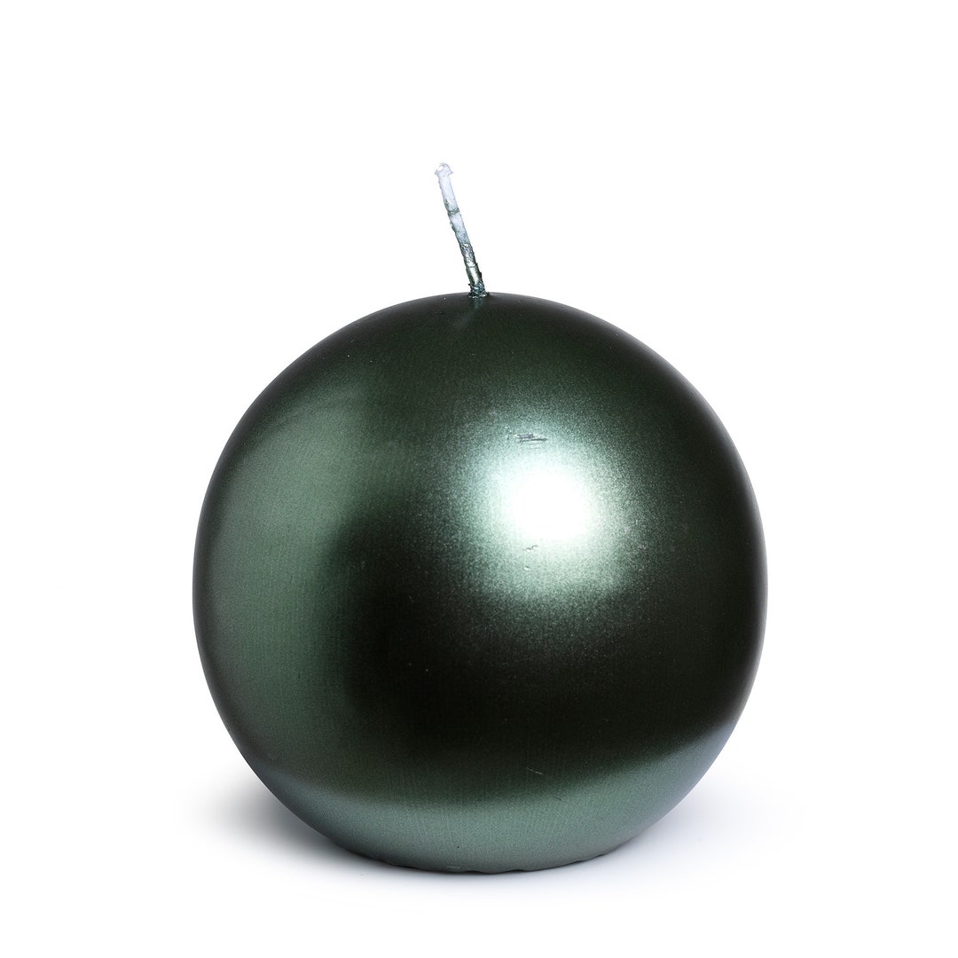 Handmade Victoria Round Ball Candle, 10 Cm, Dark Green Metallic, 2-pack ...