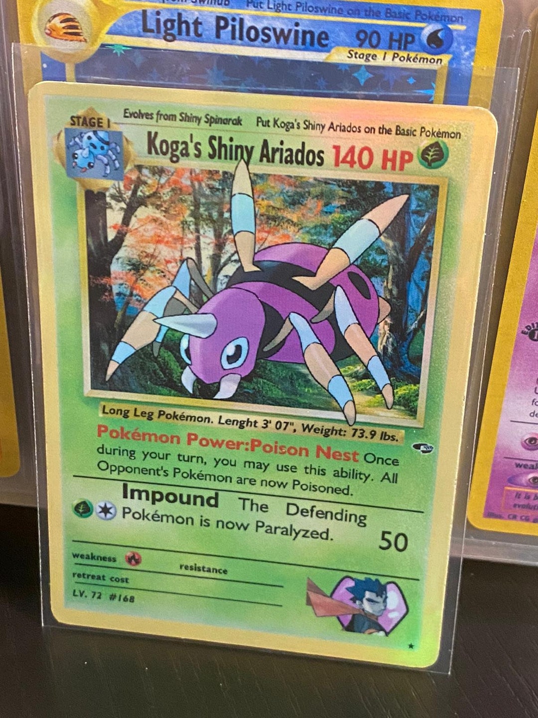 Koga’s Shiny Ariados Gym Heroes Revival Handmade Holo Proxy Card - Etsy
