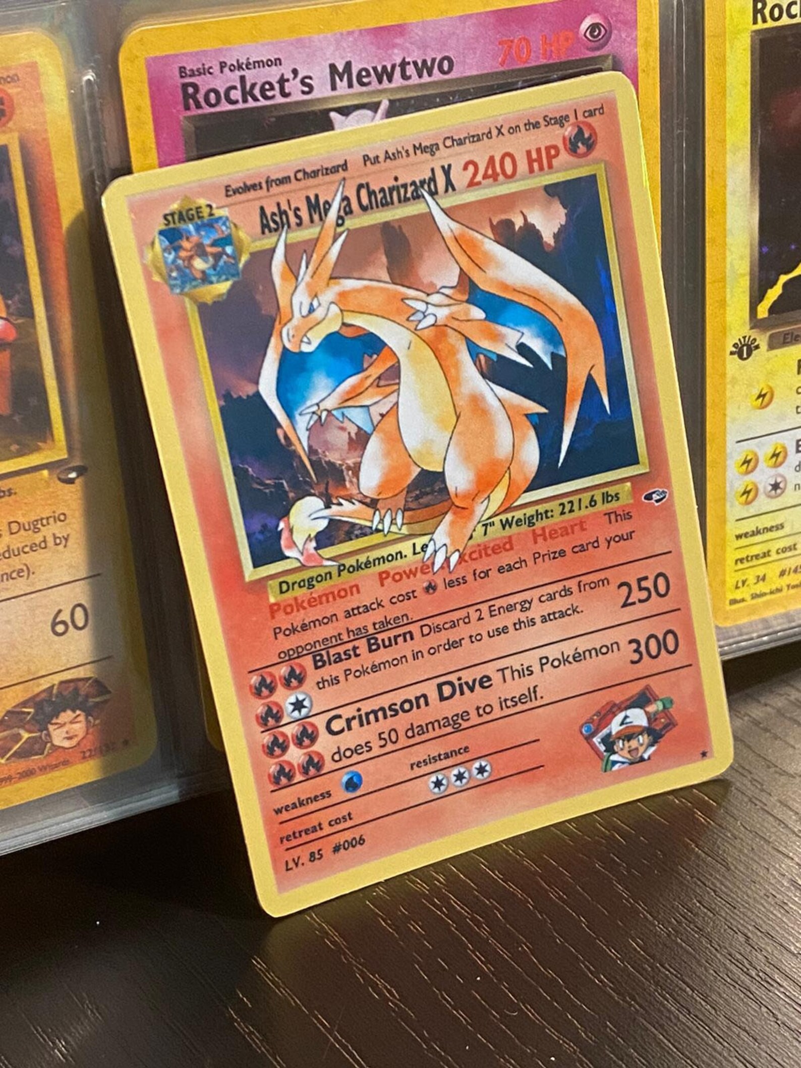 Ash's Mega Charizard X Gym Heroes Revival Handmade Holo - Etsy