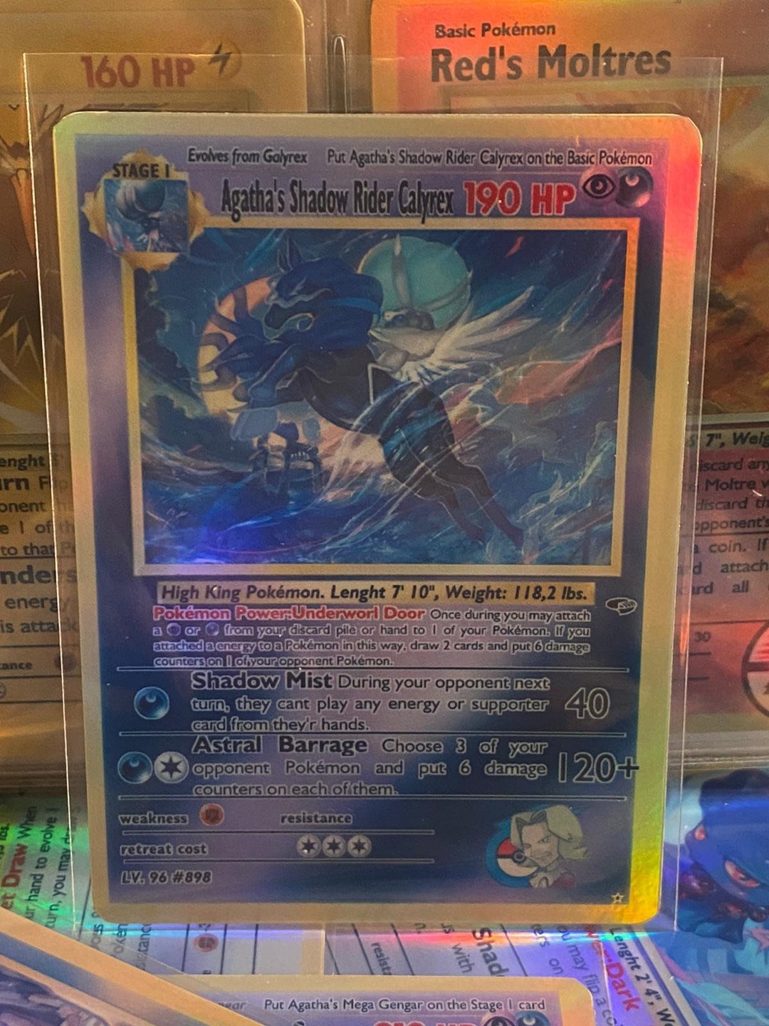 Agathas Shadow Rider Calyrex Gym Heroes Revival Handmade Holo Proxy Card - Etsy
