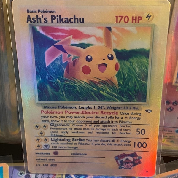 Ash Pikachu Card - Etsy