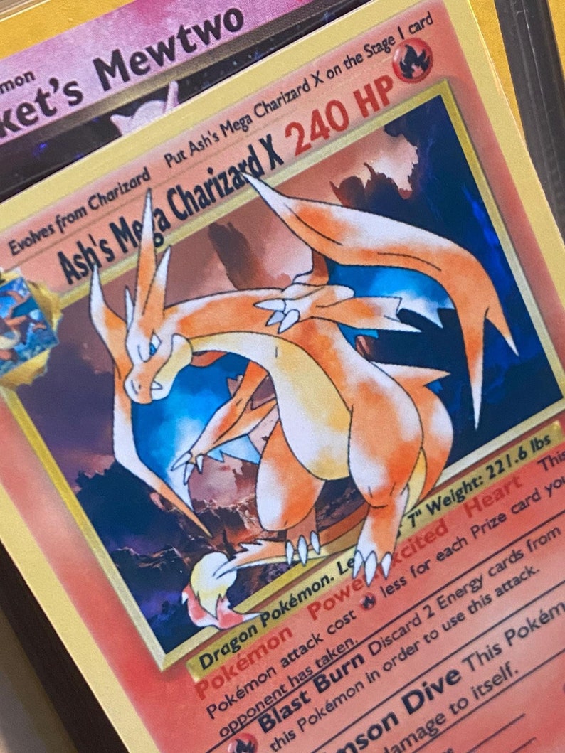 Ash's Mega Charizard X Gym Heroes Revival Handmade Holo - Etsy