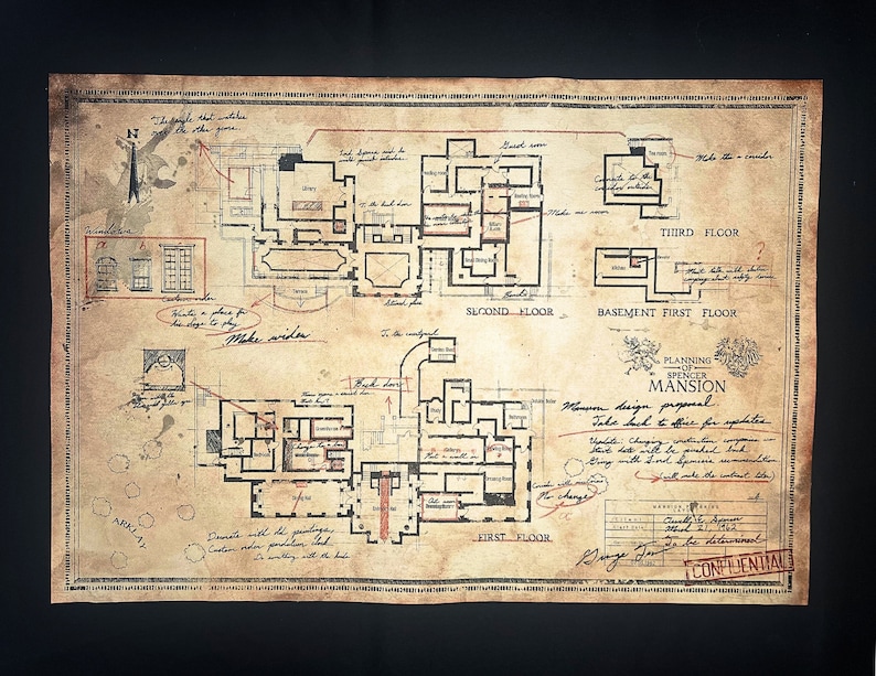 Resident Evil Spencer Mansion Map Replica Prop - Etsy
