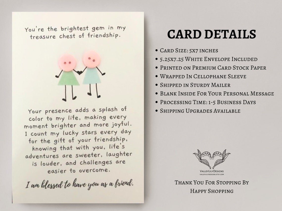 Friendship Button People Card, Missing You, Thank You, Birthday, Just ...