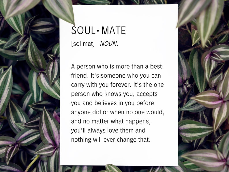 Soul Mate Definition Card, BFF for Life, Boyfriend| Friend| Partner ...