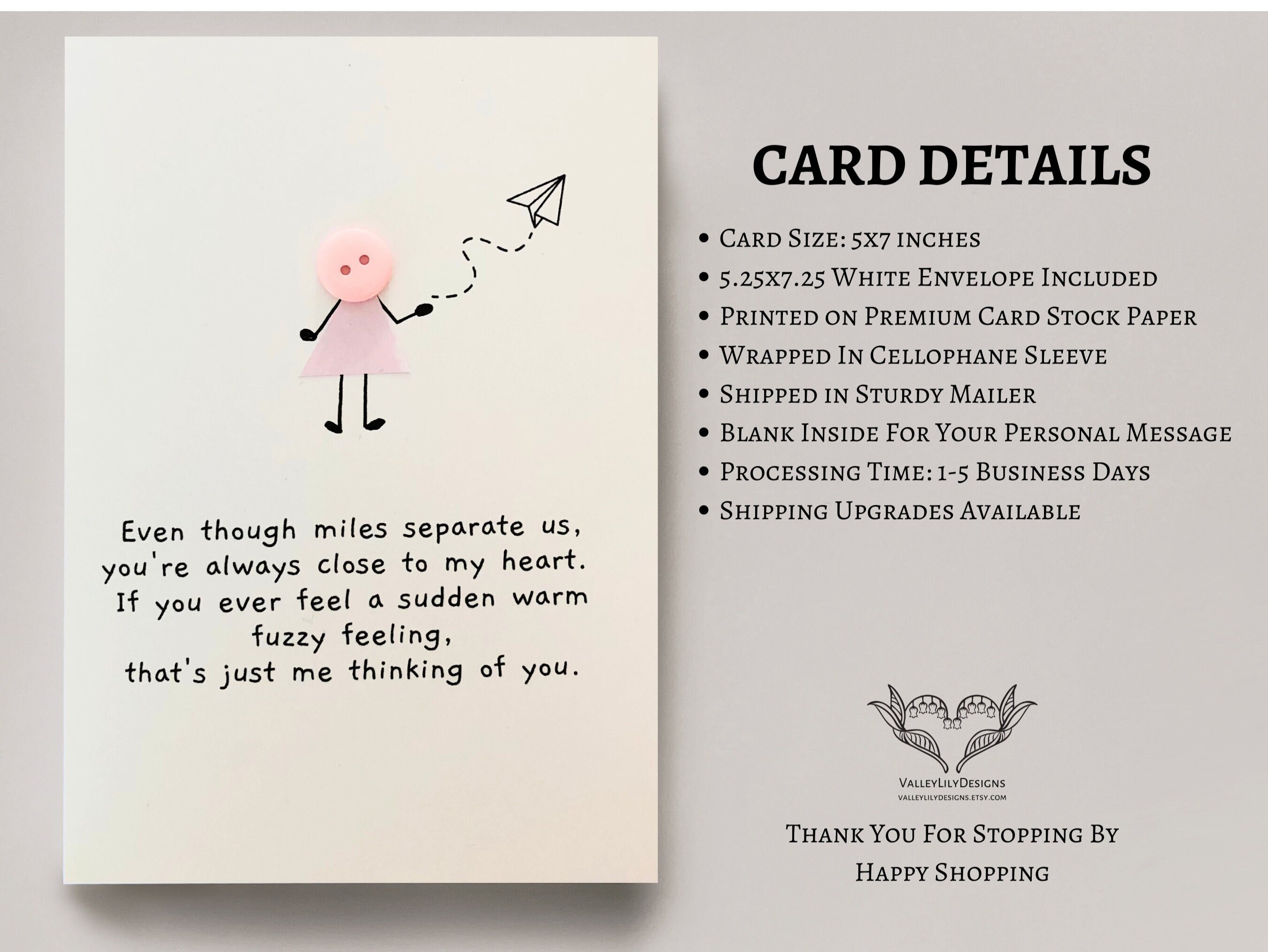 Button People LDR Card, Missing You, for Friends Family, Long Distance ...