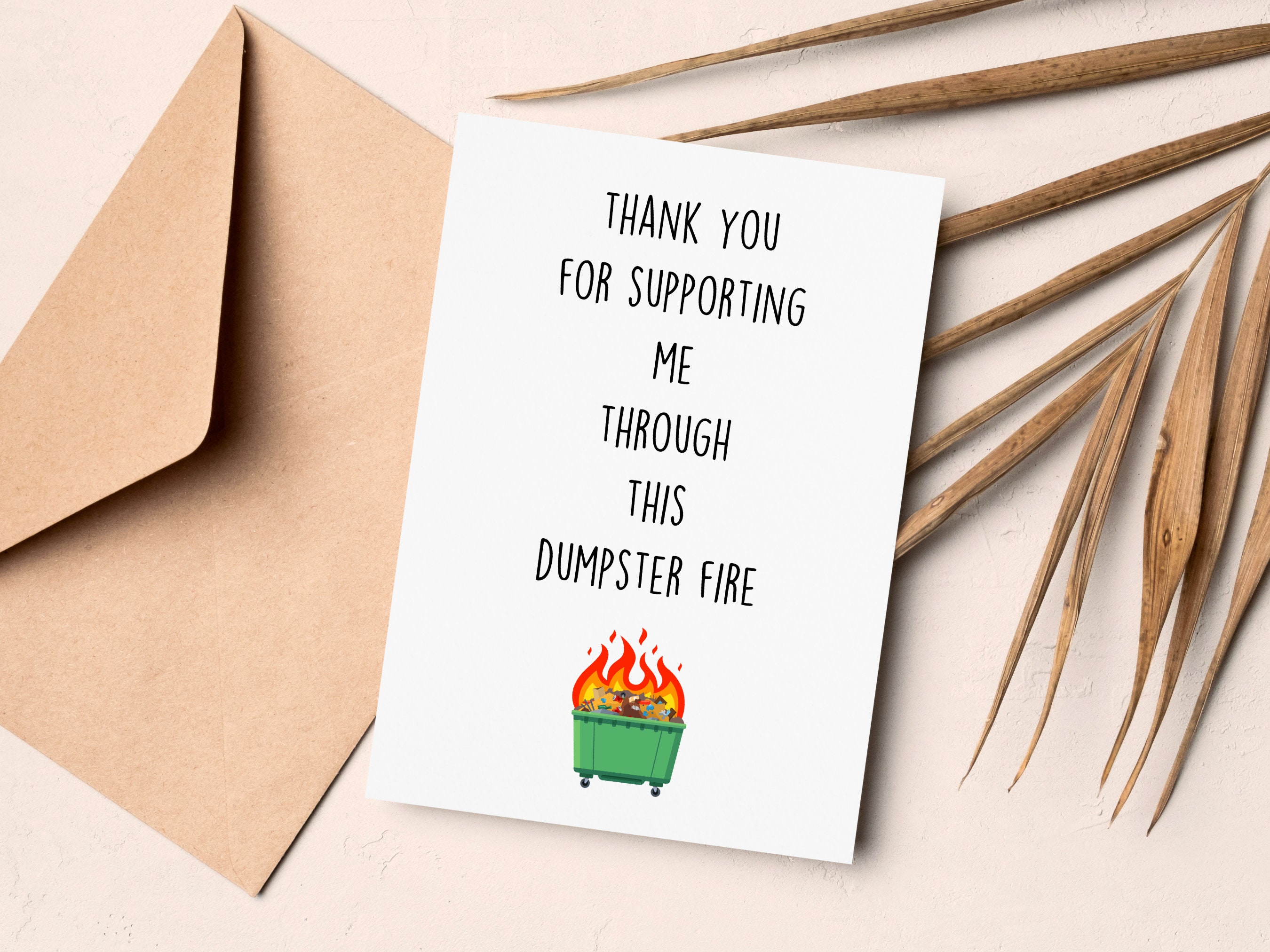 Dumpster Fire Divorce Breakup Card for Him Her, Funny Thank You Support ...