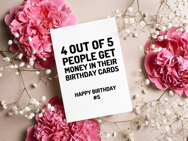 Money Birthday Card Funny Birthday Gift 5x7 A7 Teen Bday - Etsy