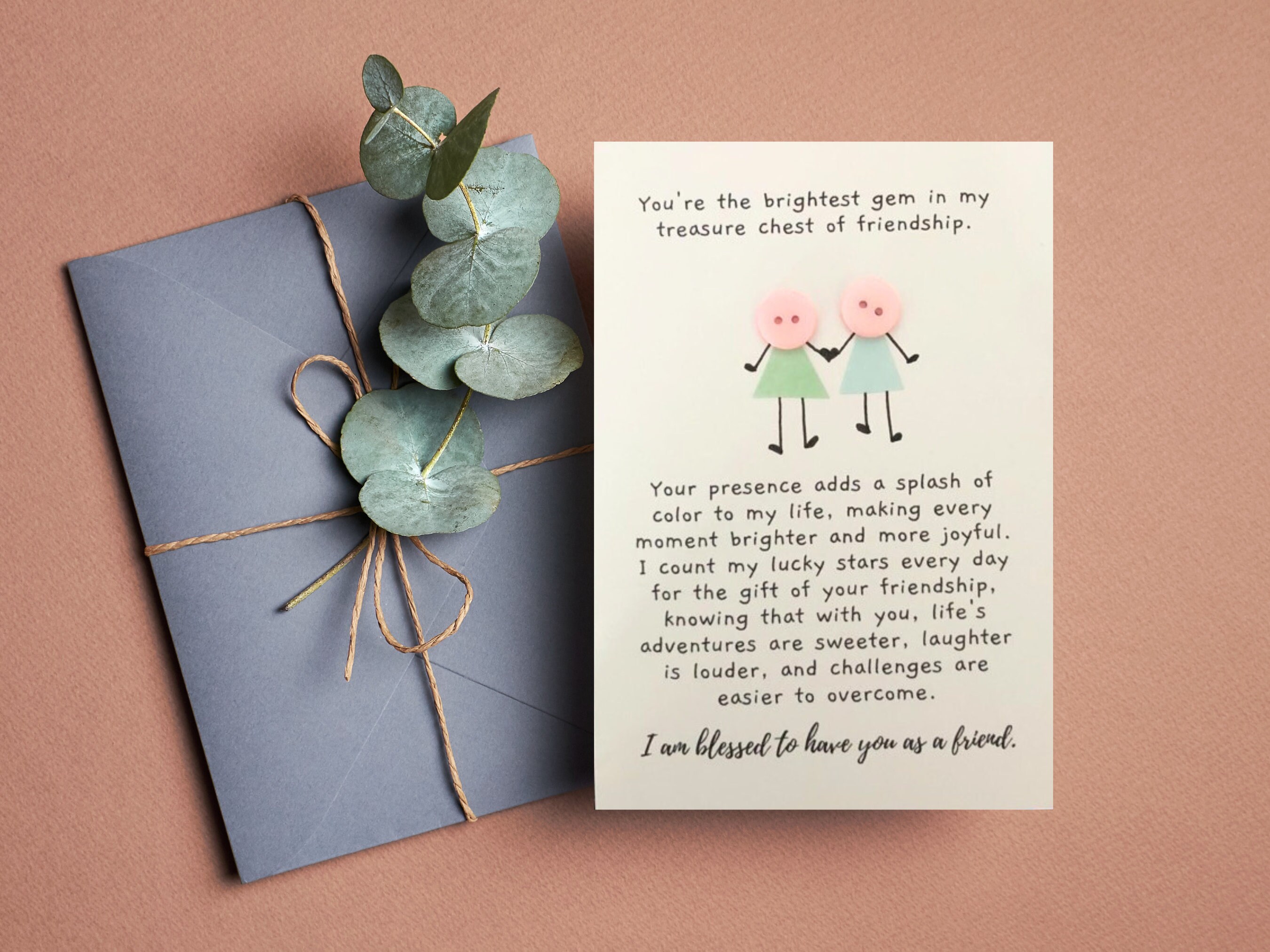 Friendship Button People Card, Missing You, Thank You, Birthday, Just ...