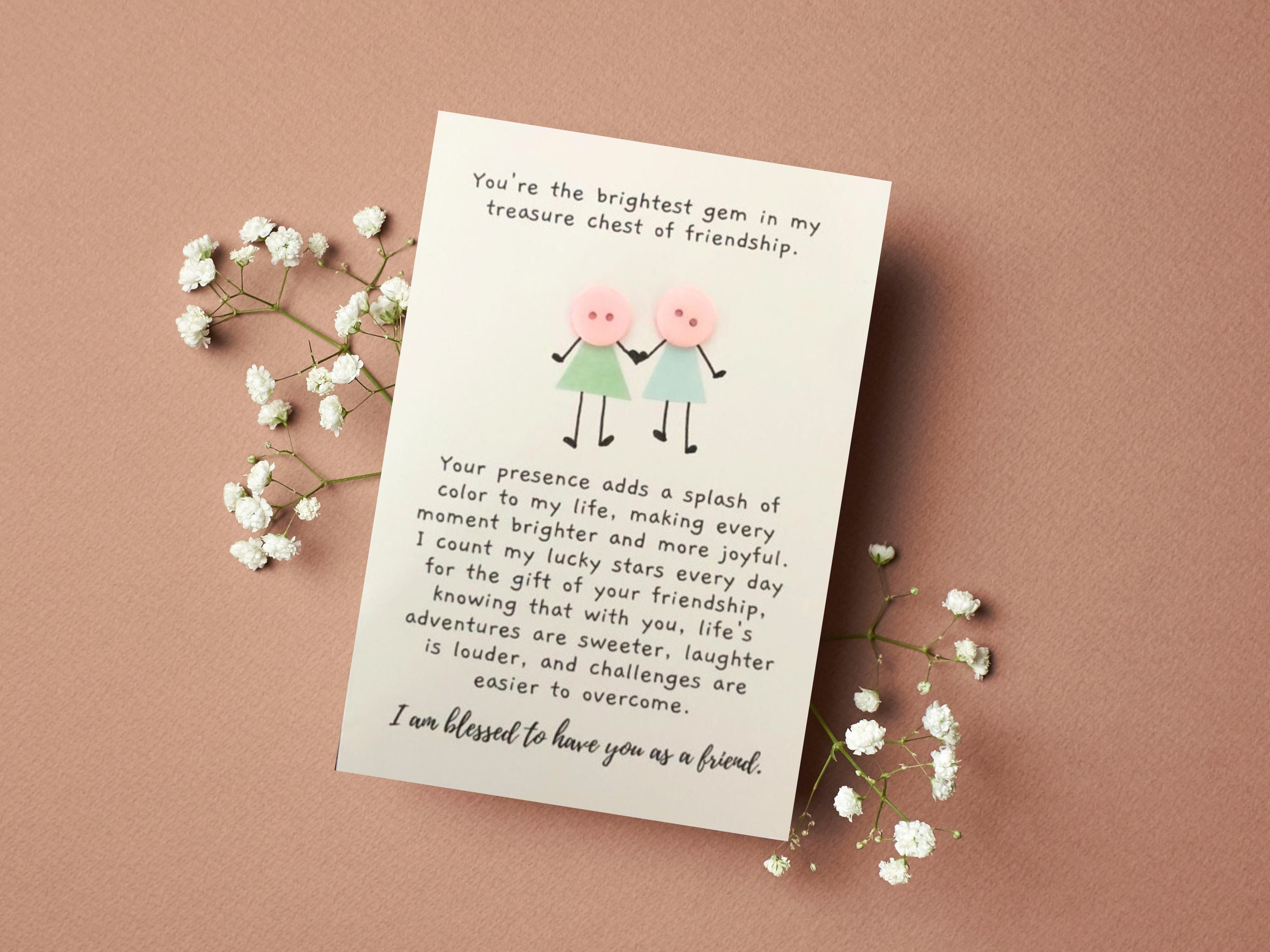 Friendship Button People Card, Missing You, Thank You, Birthday, Just ...