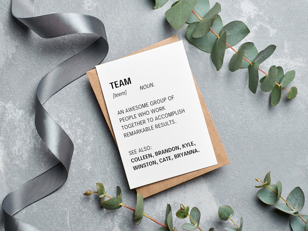 Personalized Team Definition Card, Work BFF Gifts, for Coworkers ...