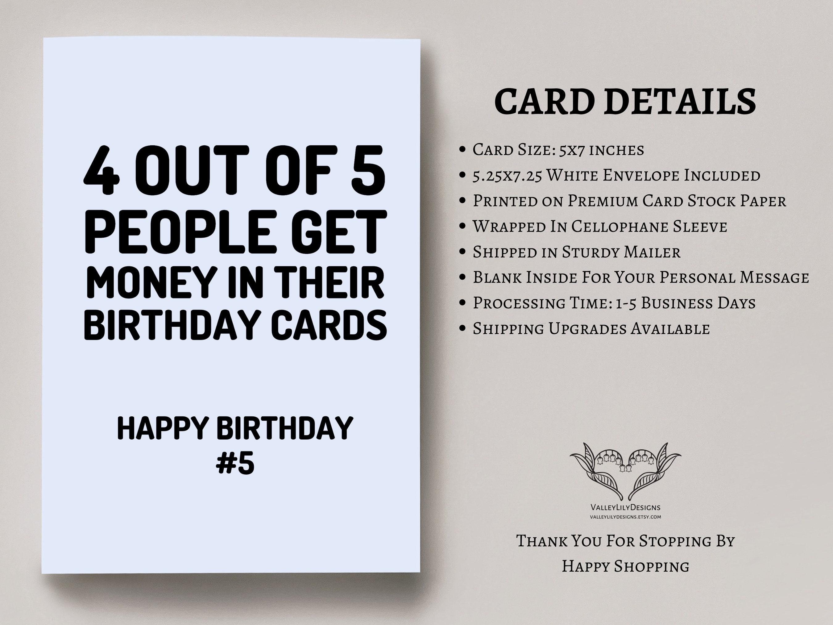Money Birthday Card , Funny Birthday Gift, 5x7, A7, Teen Bday, 4 Out of ...