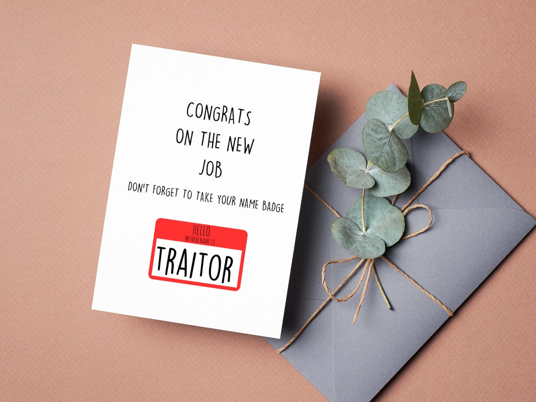 Traitor Farewell Card for Coworker, Humor Goodbye Card, New Job, Former ...