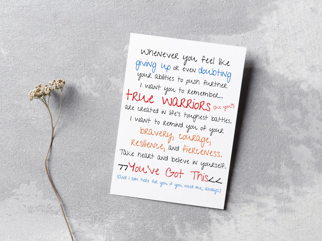 Mental Health Support Card, Encouragement Motivational Uplifting Card ...