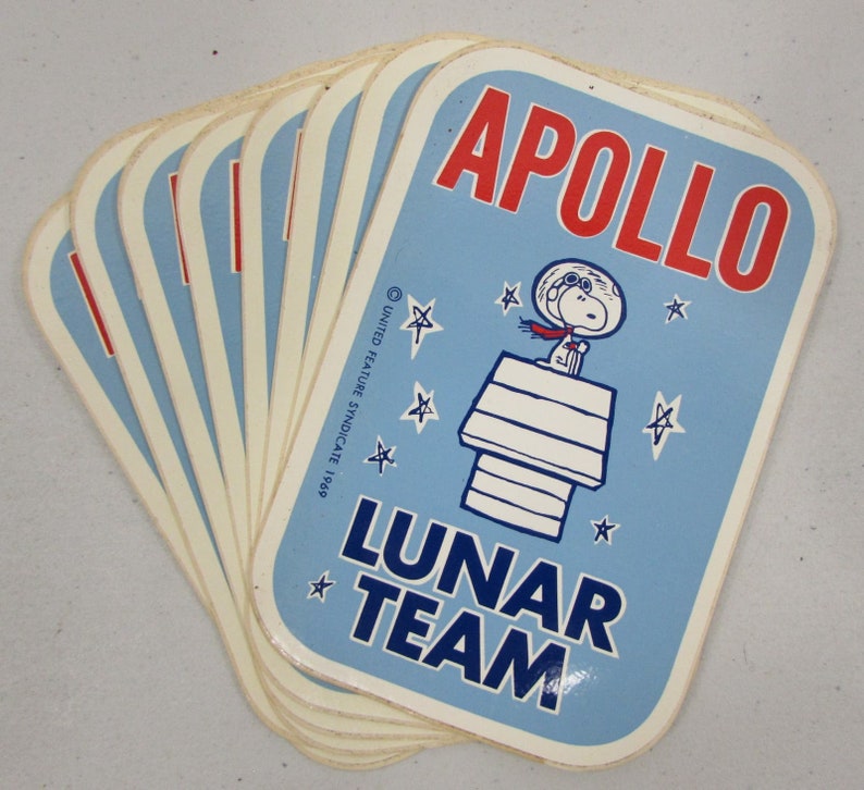 Apollo Lunar Team Snoopy Sticker Decal Original Vintage NASA Space ...