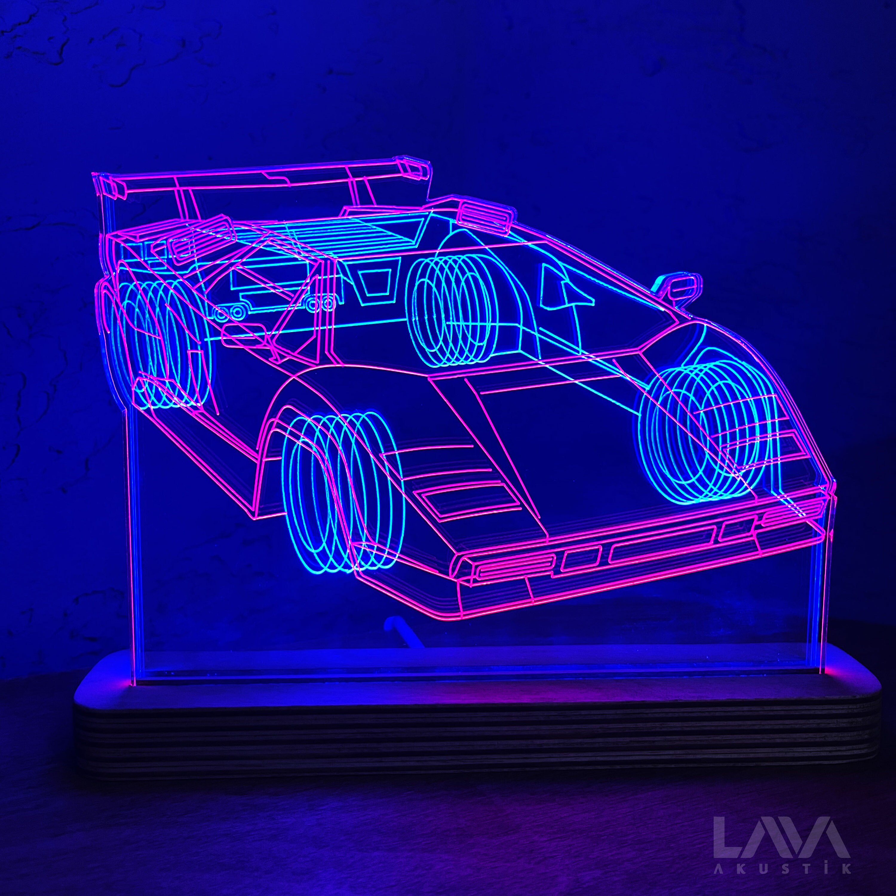 Lamborghini Countach 3D Effect Night Lamp Design Art Hand Made - Etsy