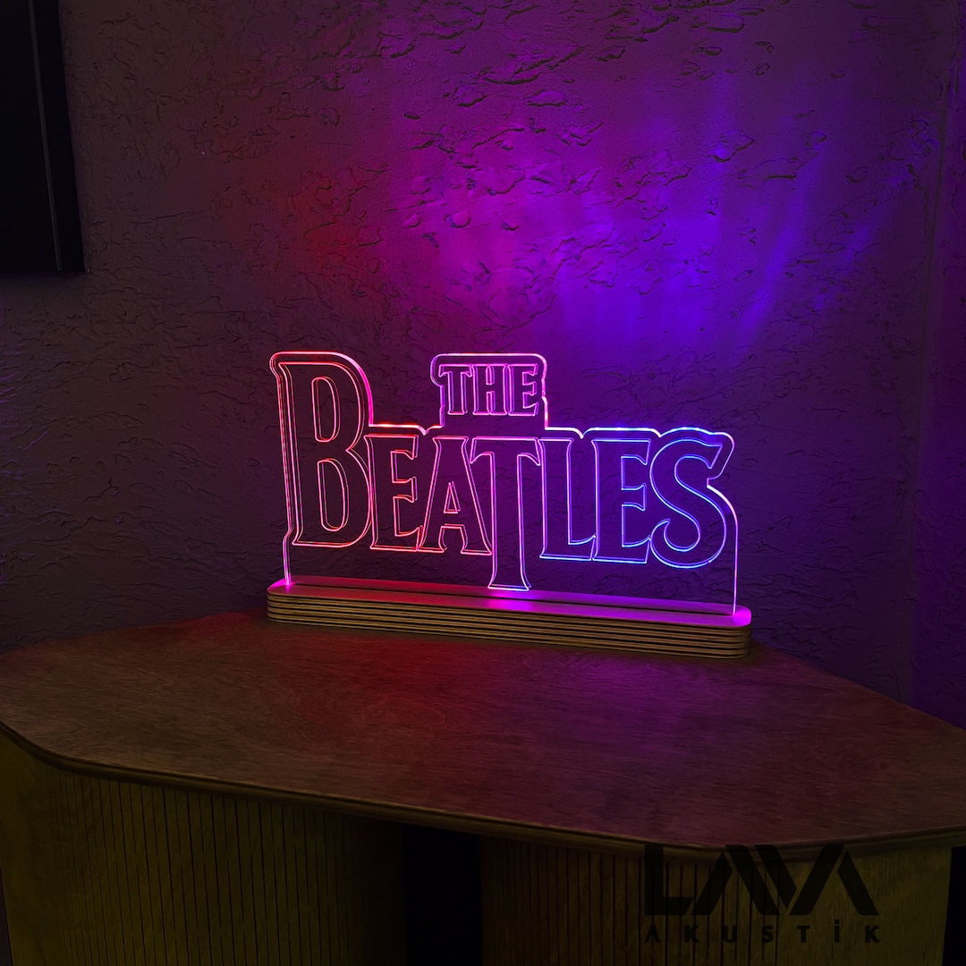 The Beatles Rock' Roll Band Hand Made Night Lamp Remote ARGB Rainbow ...
