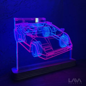Lamborghini Countach 3D Effect Night Lamp Design Art Hand Made - Etsy