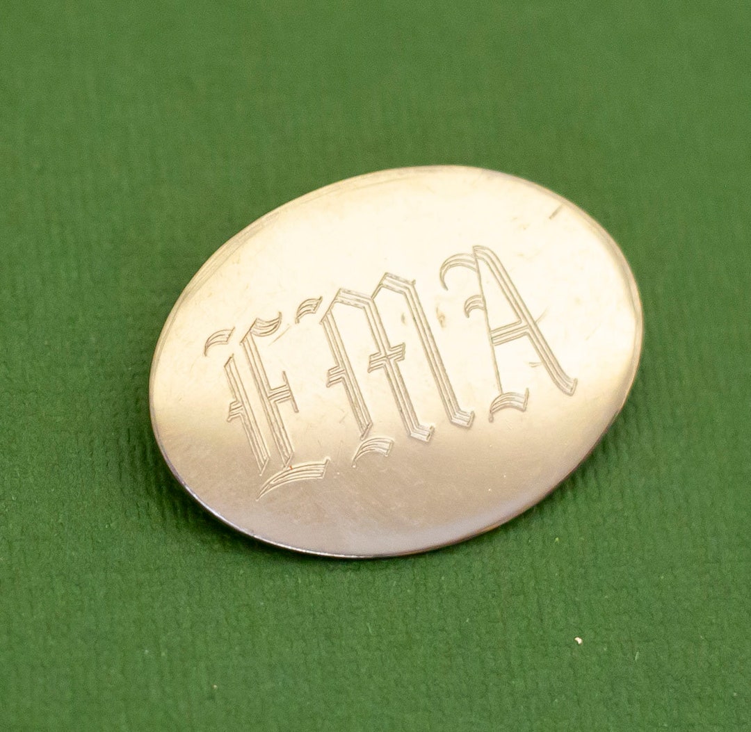 Vintage "ema" Letters Minimalist Oval Brooch K27 - Etsy