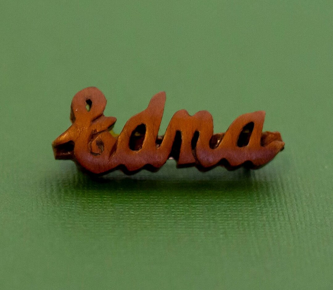 Vintage "edna" Cursive Name Wooden Brooch K27 - Etsy